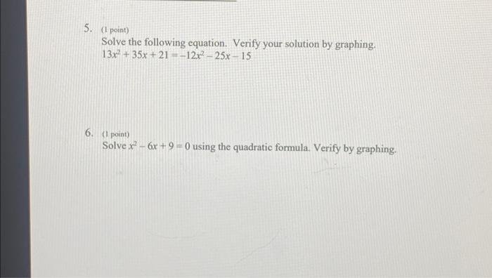 Solved 5. (1 point) Solve the following equation. Verify | Chegg.com