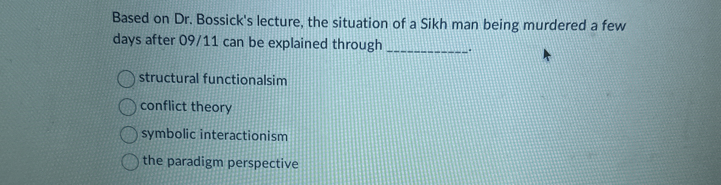 Solved Based on Dr. ﻿Bossick's lecture, the situation of a | Chegg.com