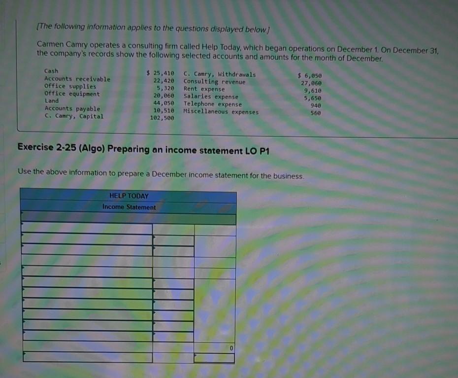 Solved Exercise 2-24 (Algo) Computing net income LO P1 A | Chegg.com