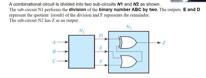 Solved A combinational circuit is divided into two | Chegg.com