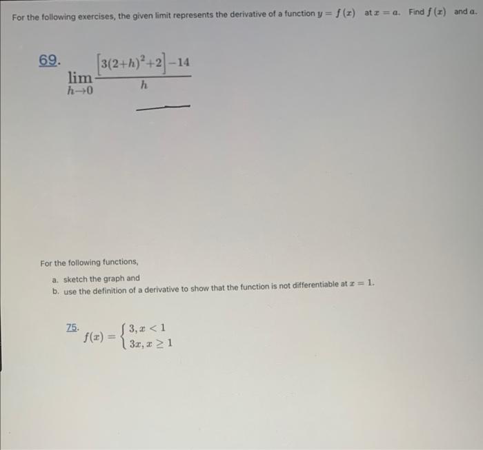 Solved For the following exercises, the given limit | Chegg.com
