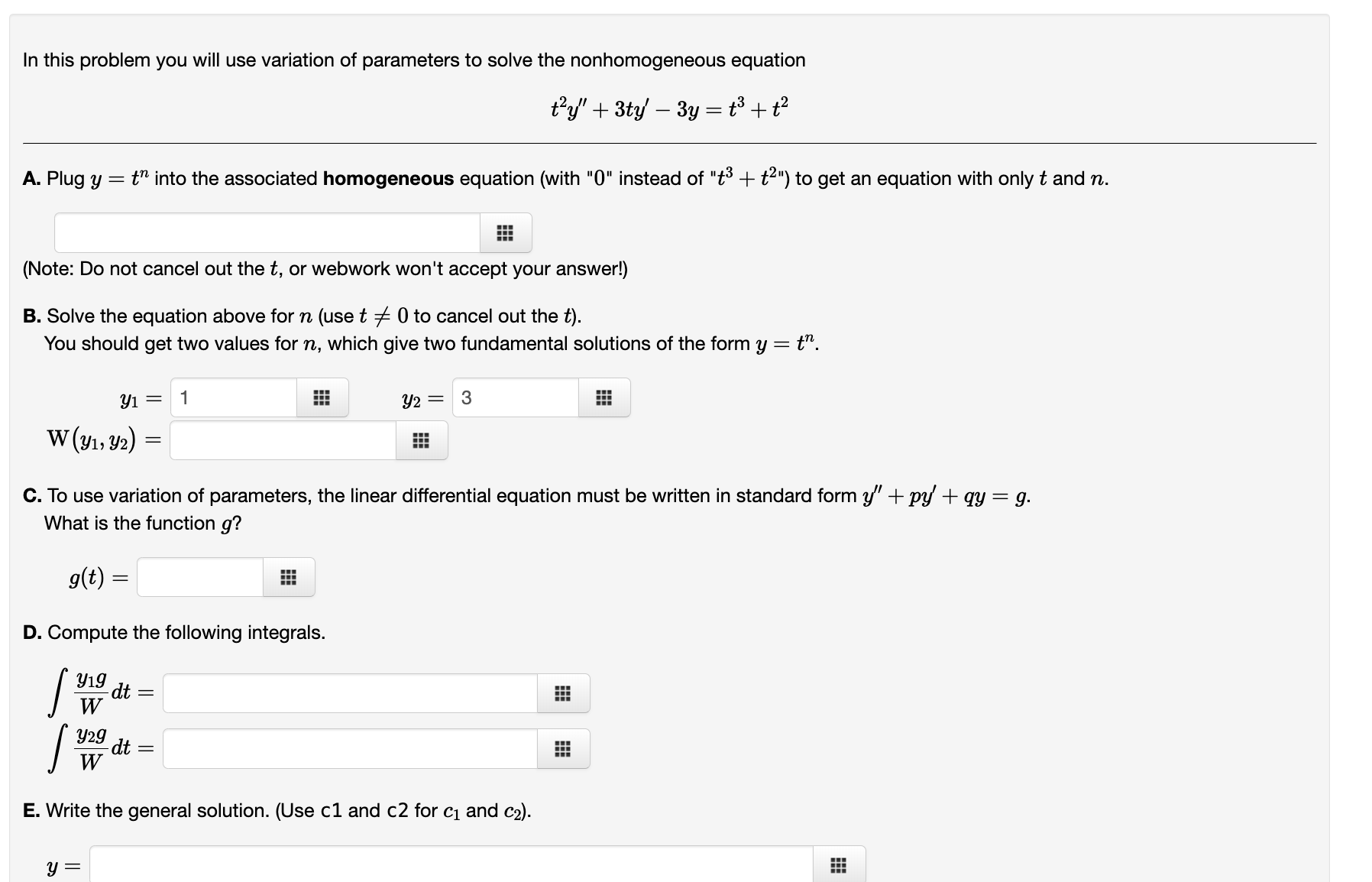 In this problem you will use variation of parameters | Chegg.com