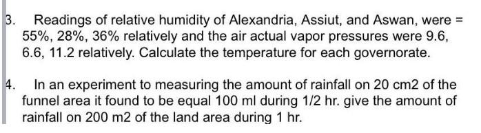 Solved Readings of relative humidity of Alexandria, Assiut, | Chegg.com