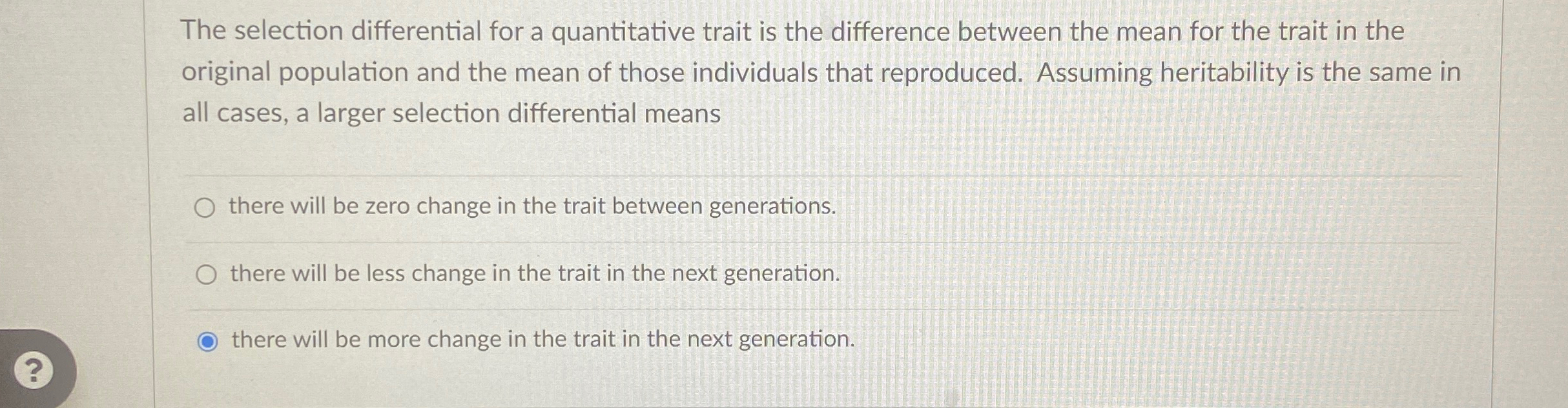 Solved The selection differential for a quantitative trait | Chegg.com