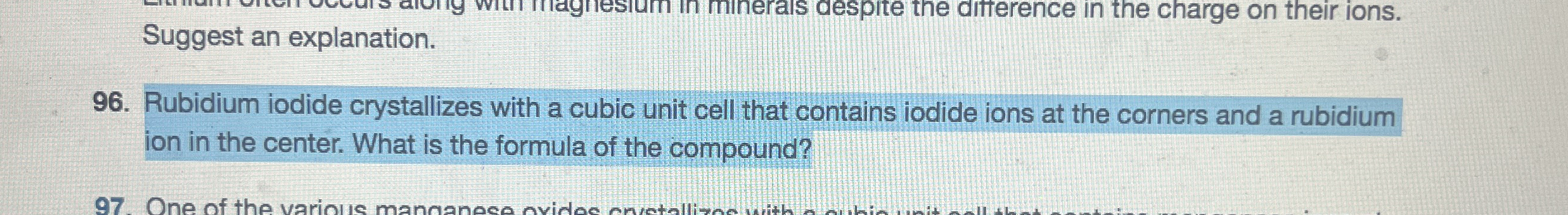 Rubidium iodide crystallizes with a cubic unit cell | Chegg.com
