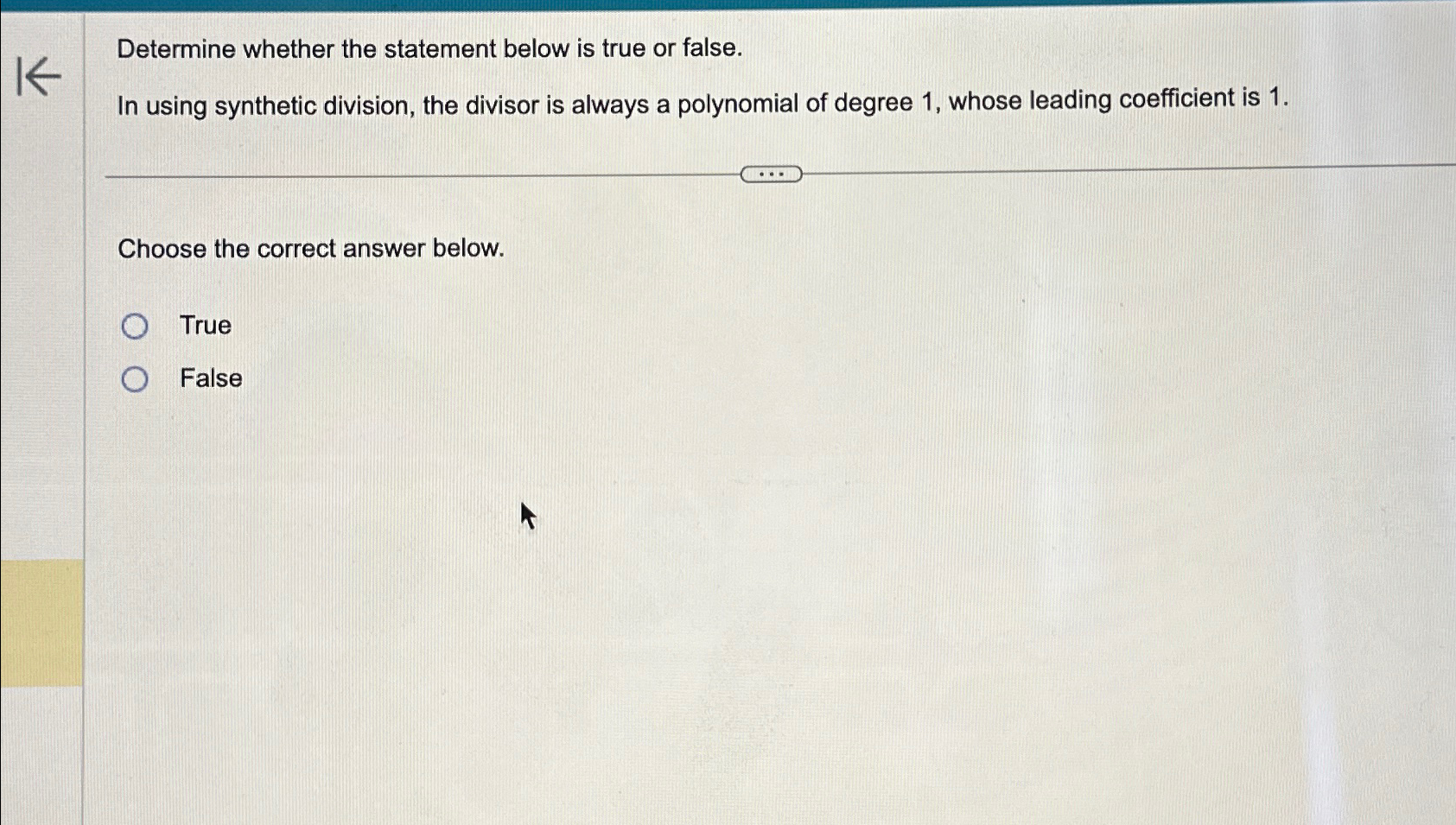 Solved Determine whether the statement below is true or | Chegg.com