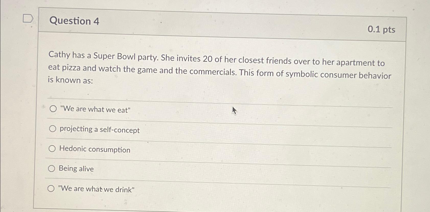 Solved Question 40.1ptsCathy has a Super Bowl party. She | Chegg.com