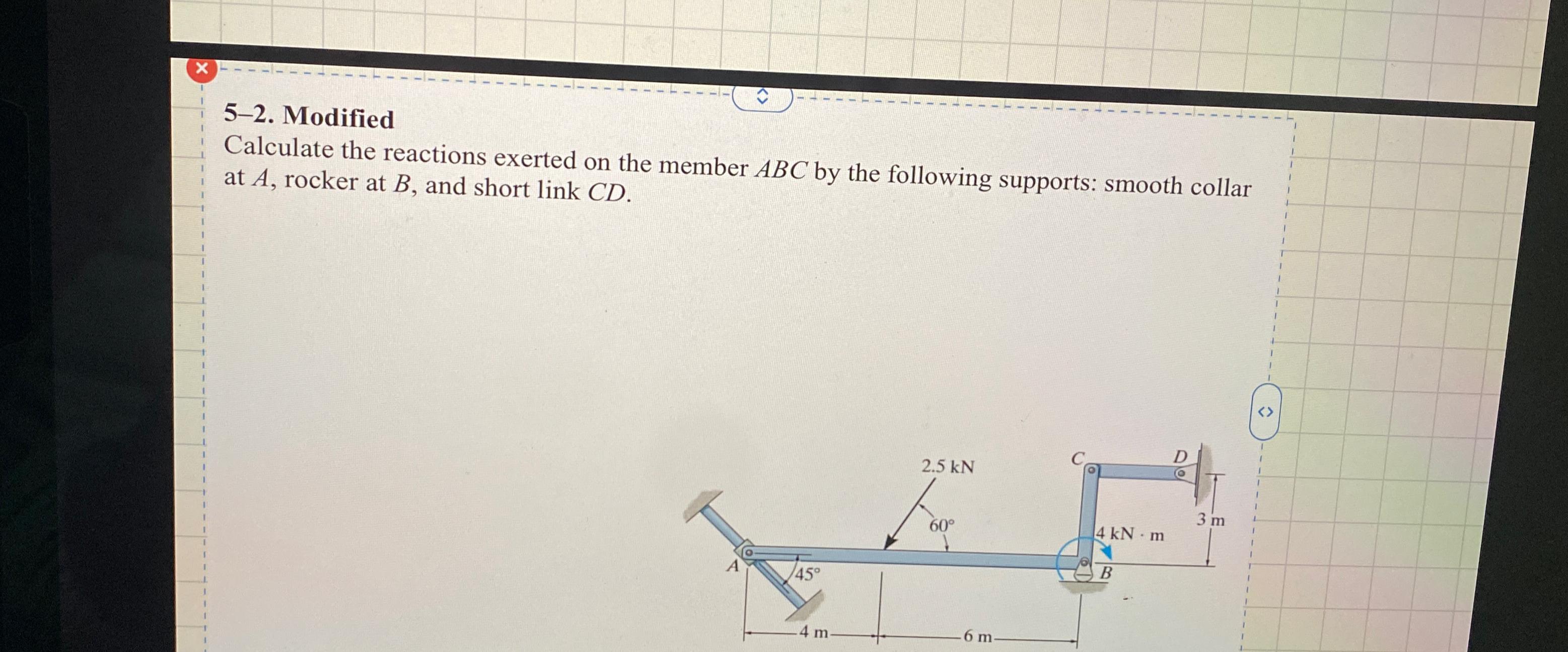 Solved 5-2. ﻿ModifiedCalculate the reactions exerted on the | Chegg.com