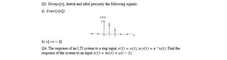 Solved Q3. ﻿Givenx[n], ﻿sketch and label precisely the | Chegg.com