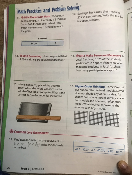 Solved Math Practices and Problem Solving 28. MP.4 Model | Chegg.com