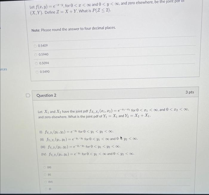 Solved Let f(x,y)=e−x−y, for 0 | Chegg.com