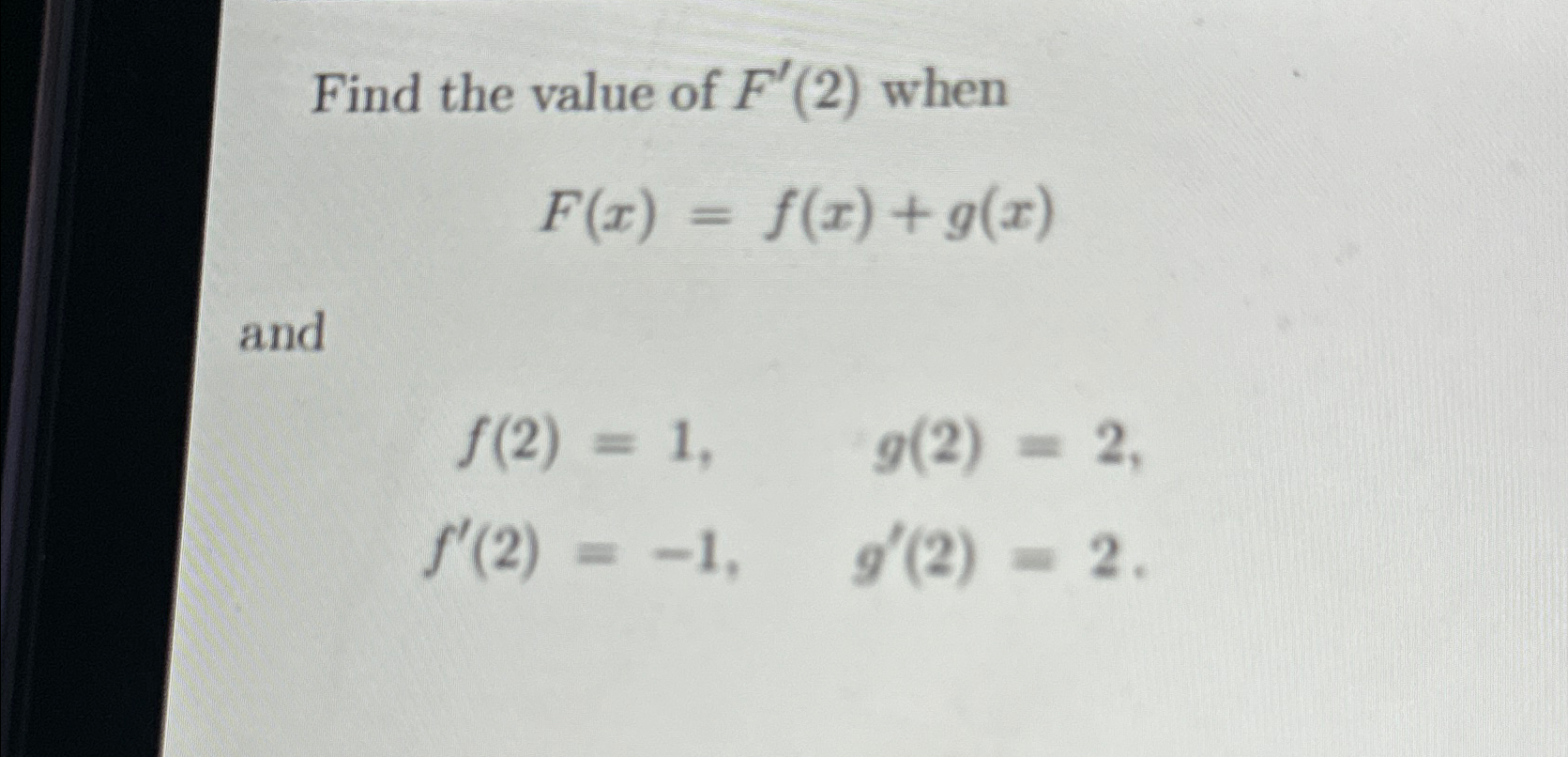 Solved Find the value of F'(2) | Chegg.com