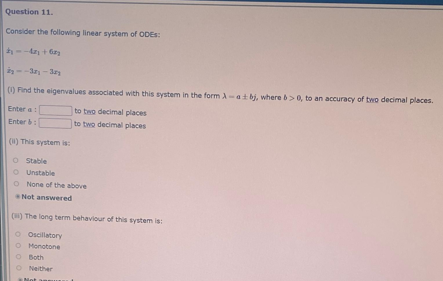 Solved Question 11.Consider the following linear system of | Chegg.com