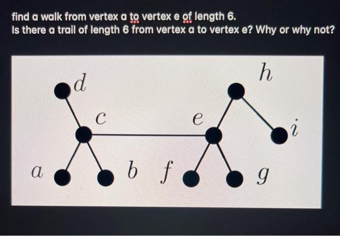 Solved find a walk from vertex a to vertex e of length 6. Is | Chegg.com