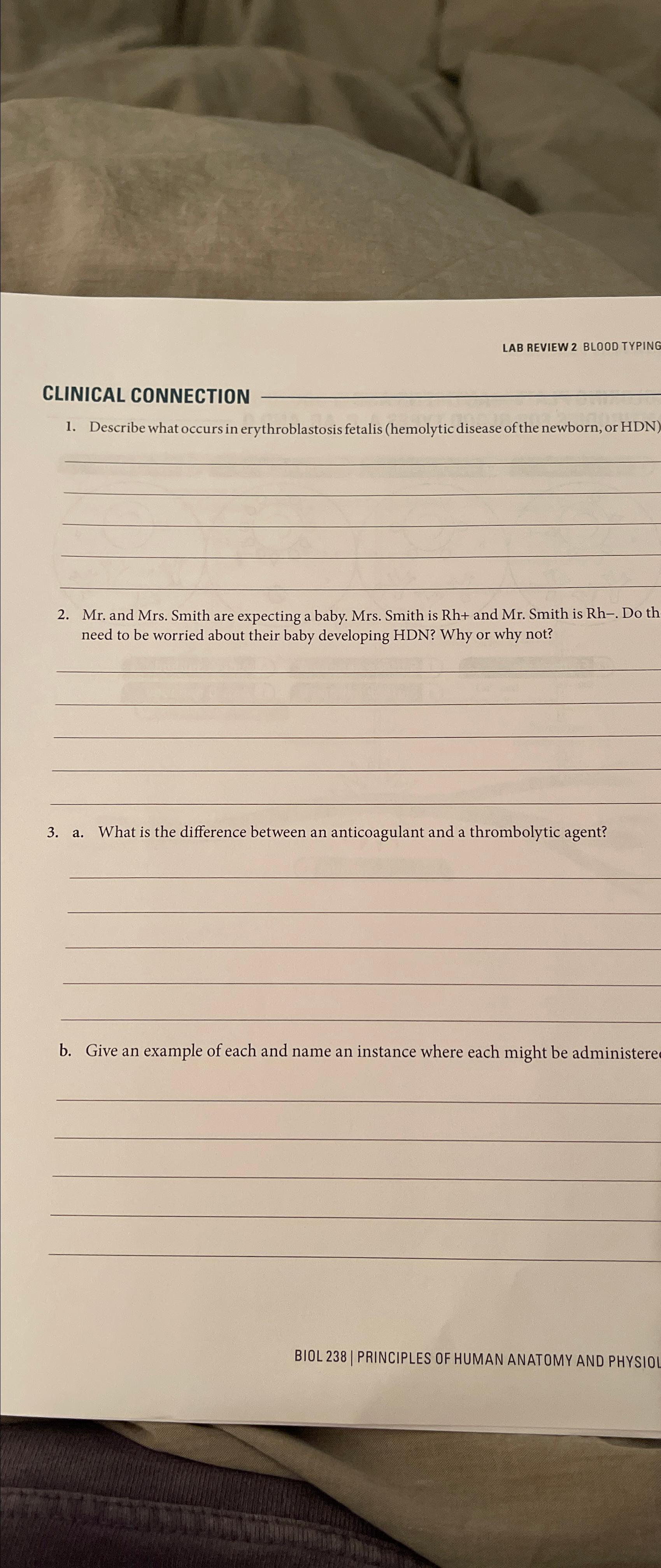Solved LAB REVIEW 2 ﻿BLOOD TYPINCLINICAL CONNECTIONDescribe | Chegg.com