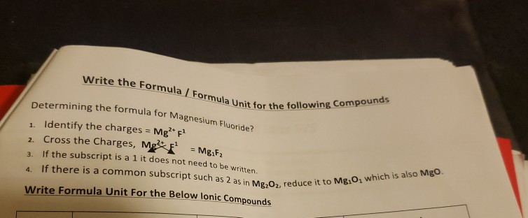 Write the Formula / Formula Unit for the following | Chegg.com