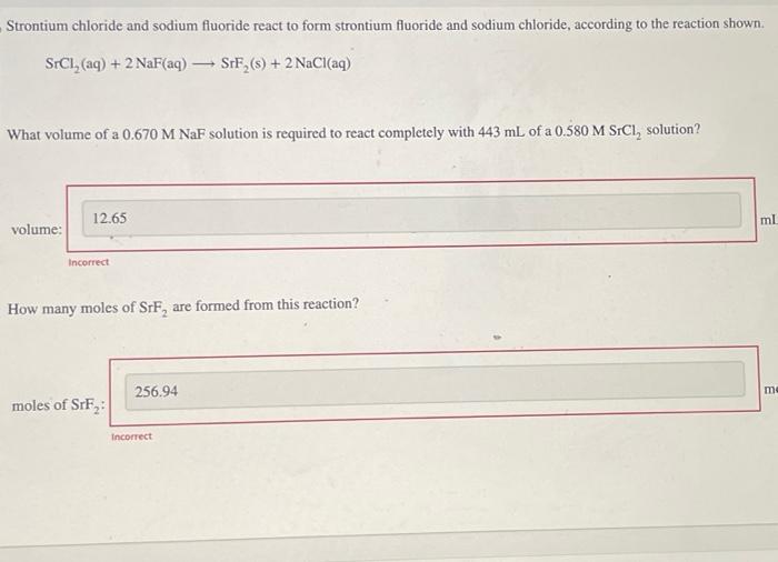 Solved Strontium chloride and sodium fluoride react to form | Chegg.com