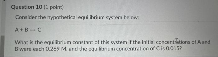 Solved Question 10 (1 point) Consider the hypothetical | Chegg.com