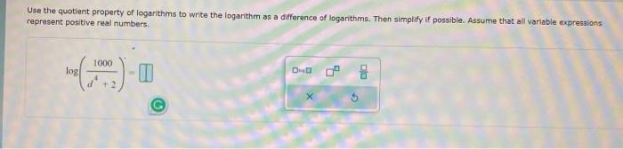 Solved Use the quotient property of logarithms to write the | Chegg.com