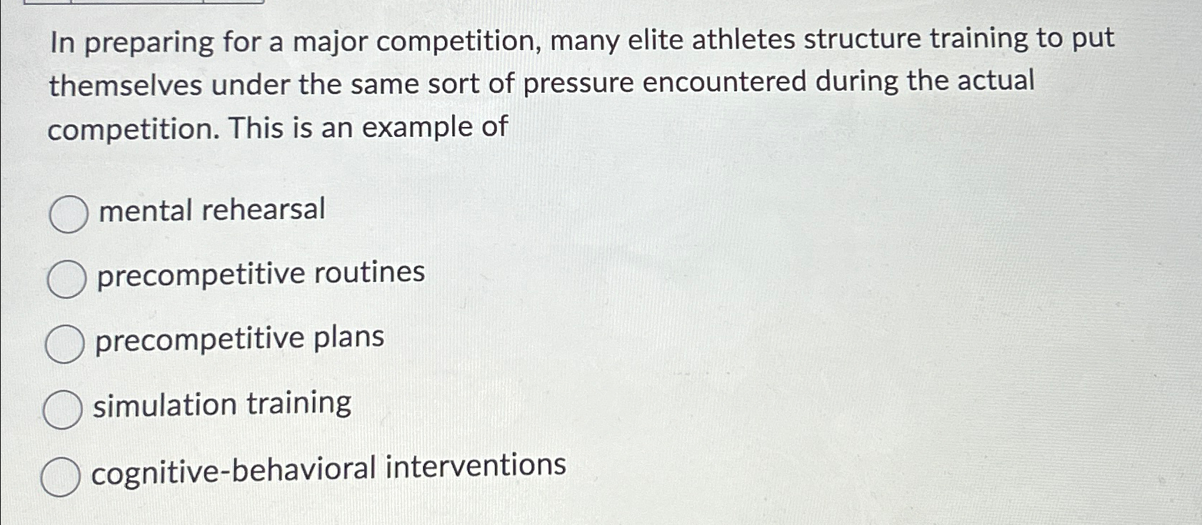 Solved In preparing for a major competition, many elite | Chegg.com