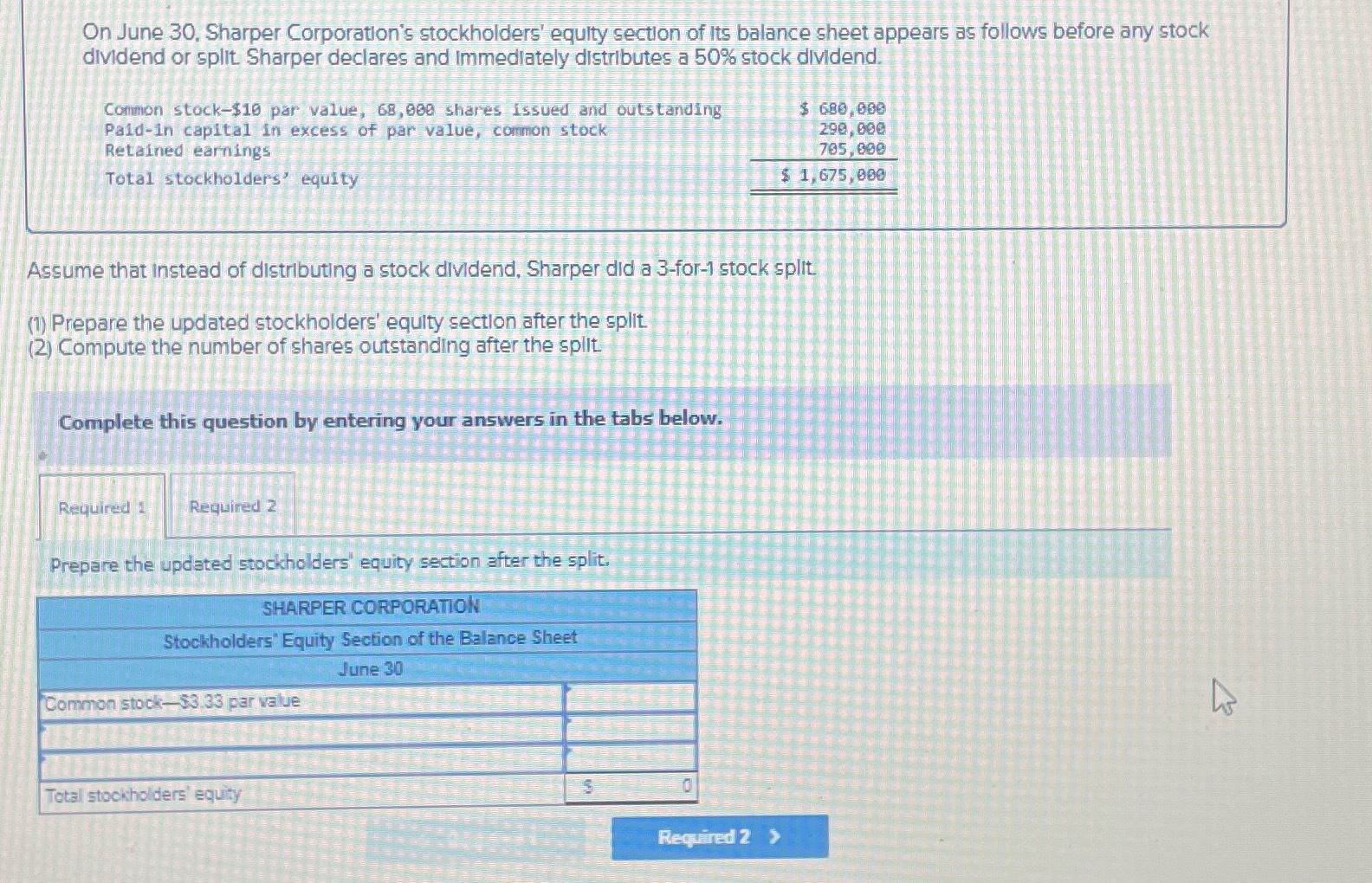 Solved On June 30, ﻿Sharper Corporation's stockholders' | Chegg.com