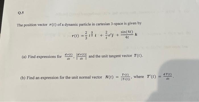 Solved The position vector r(t) of a dynamic particle in | Chegg.com
