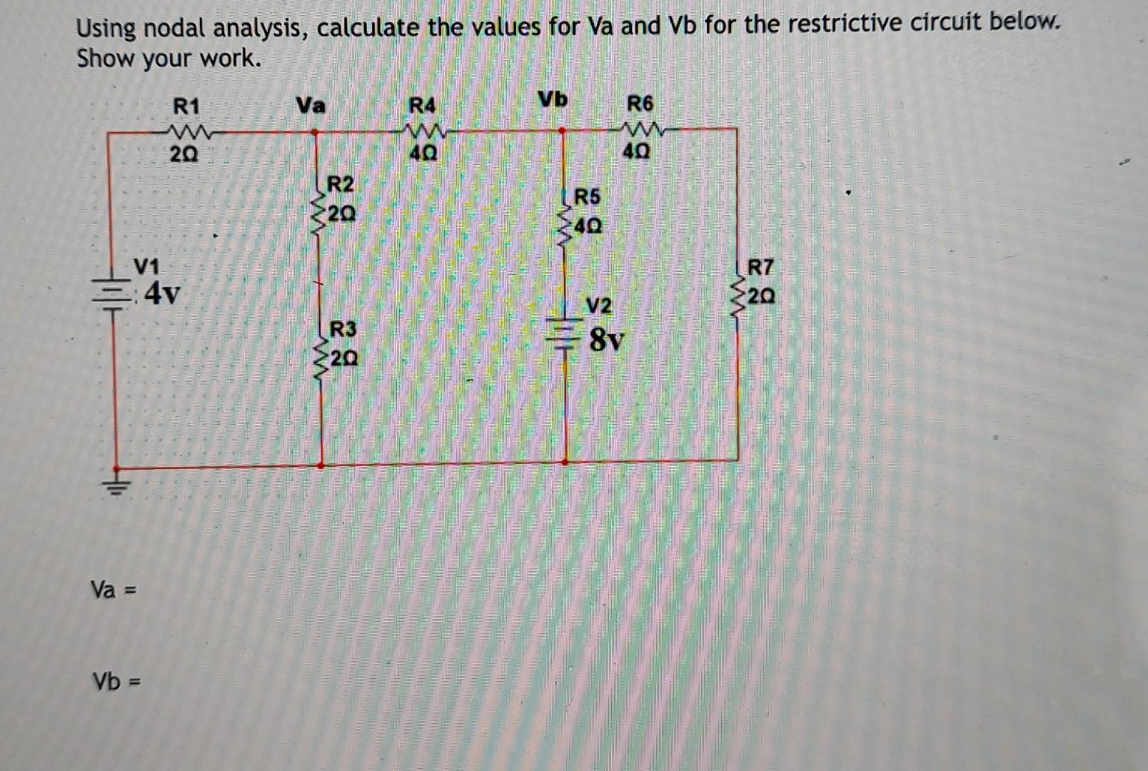 Solved Using nodal analysis, calculate the values for Va and | Chegg.com
