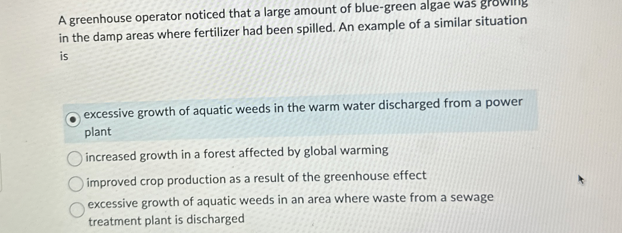 Solved A greenhouse operator noticed that a large amount of | Chegg.com