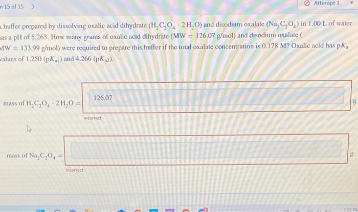 Solved buffer prepared by dissolving oxalic acid dihydrate | Chegg.com