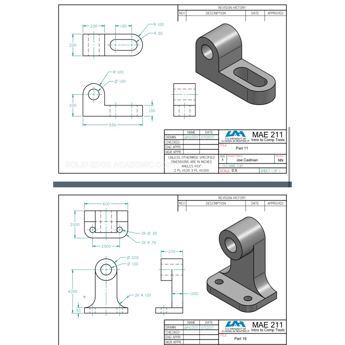 Solved I need help creating these parts in solid edge. | Chegg.com