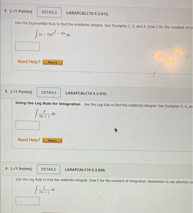 Solved 4. [-/1 Points) DETAILS LARAPCALC10 5.3.012. Use the | Chegg.com Solved 4. [-/1 Points) DETAILS LARAPCALC10 5.3.012. Use the | Chegg.com