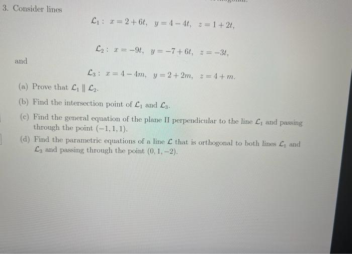 Solved 3. Consider lines | Chegg.com