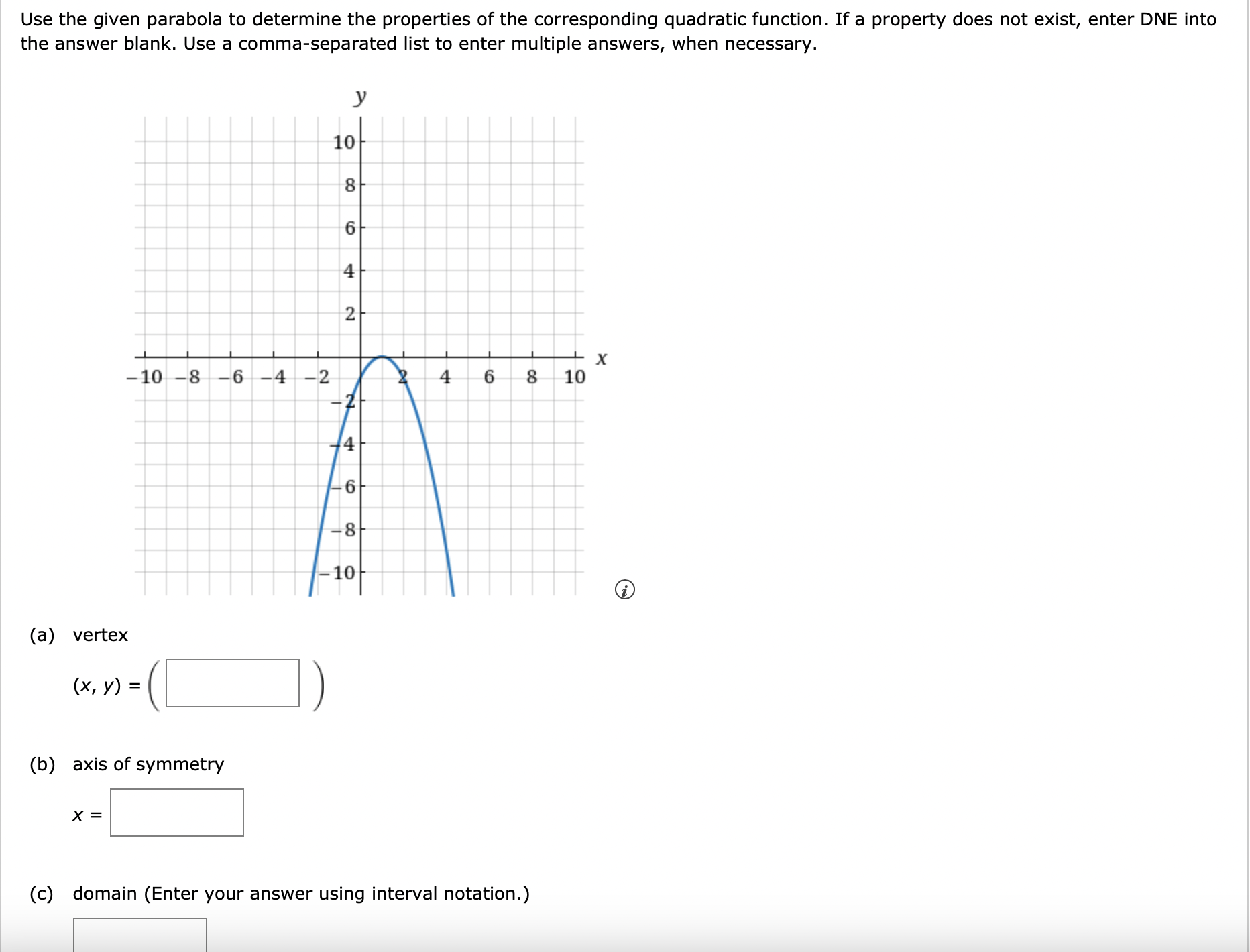 Solved Use the given parabola to determine the properties of | Chegg.com
