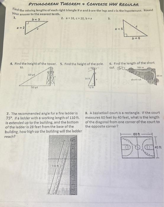 Solved Find the missing lengths of each right triangle if a | Chegg.com