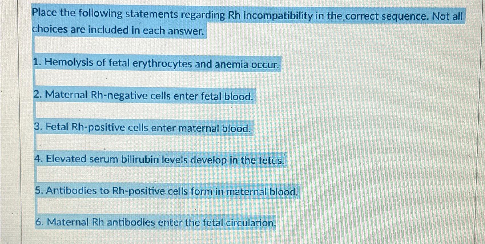 Solved Place the following statements regarding Rh | Chegg.com