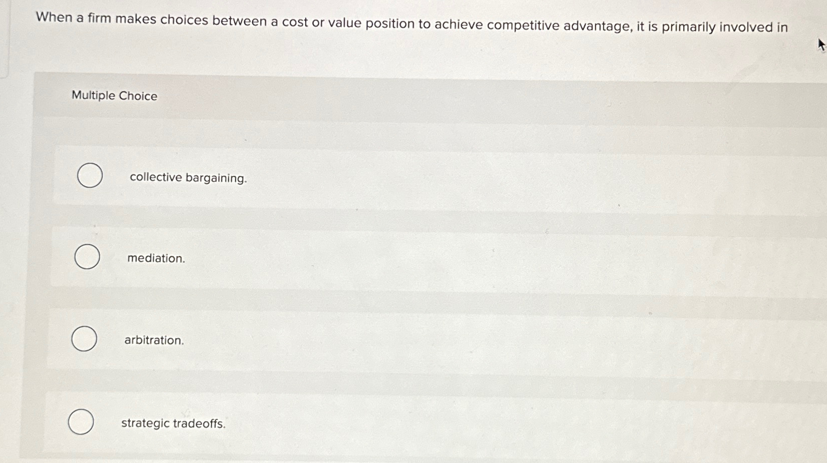 Solved When a firm makes choices between a cost or value | Chegg.com