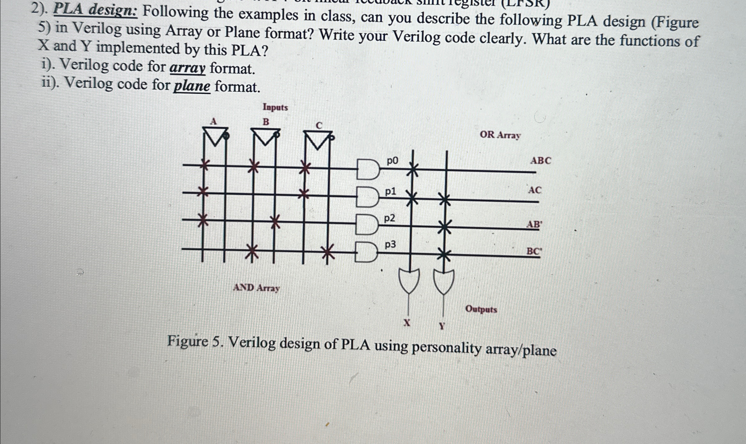 Solved . ﻿PLA design: Following the examples in class, can | Chegg.com