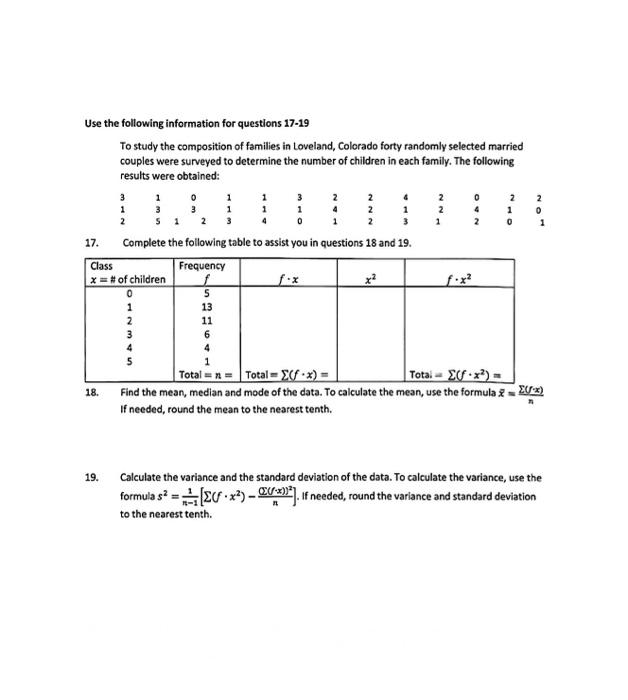 Solved Use the following information for questions 17-19 To | Chegg.com