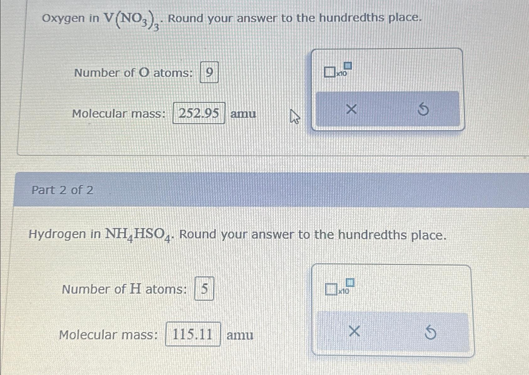Solved Oxygen in V(NO3)3. ﻿Round your answer to the | Chegg.com