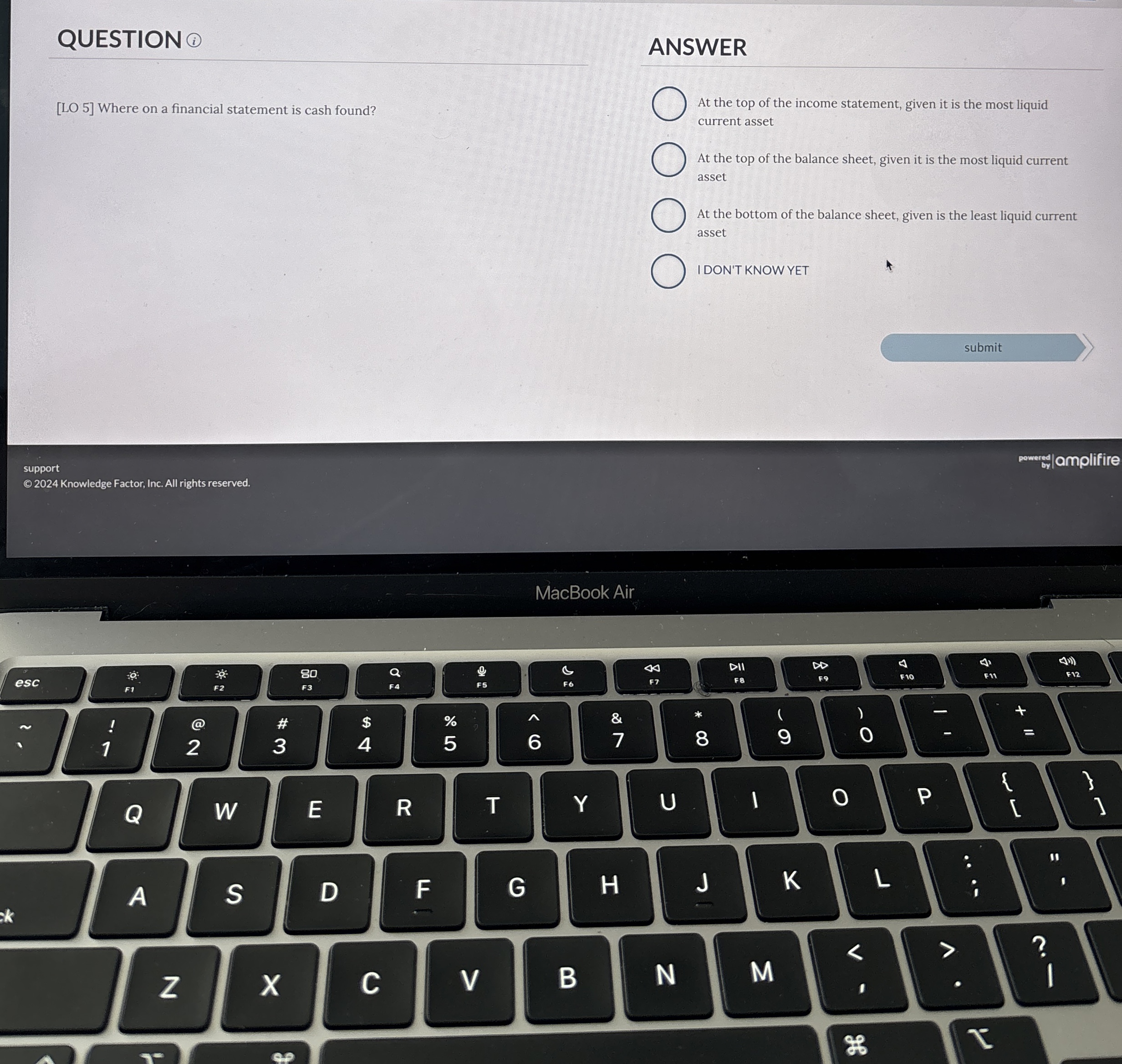 Solved QUESTION °ANSWER[LO 5] ﻿Where on a financial | Chegg.com