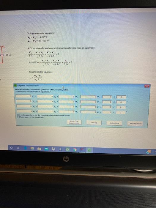 Solved Voltage constraint equations: V, V--220V V, V, | Chegg.com