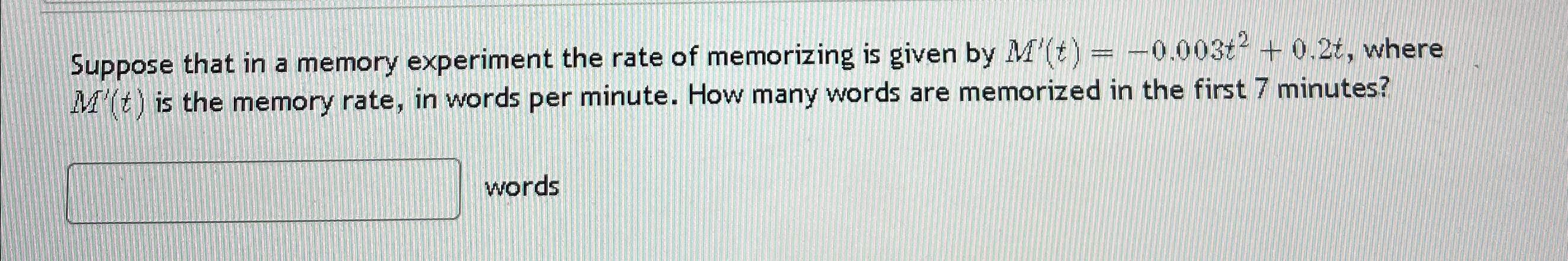 Solved Suppose that in a memory experiment the rate of | Chegg.com