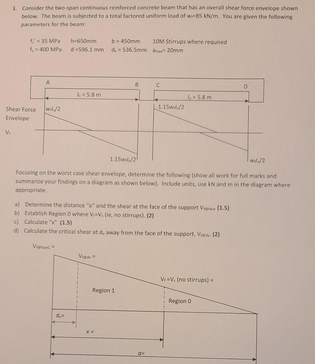 3. Consider the two-span continuous reinforced | Chegg.com