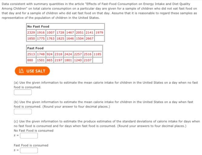 Solved Data consistent with summary quantities in the | Chegg.com