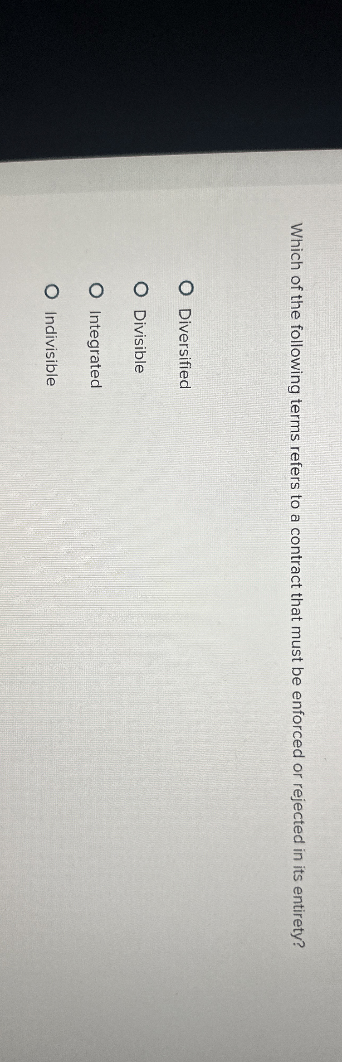 Solved Which of the following terms refers to a contract | Chegg.com