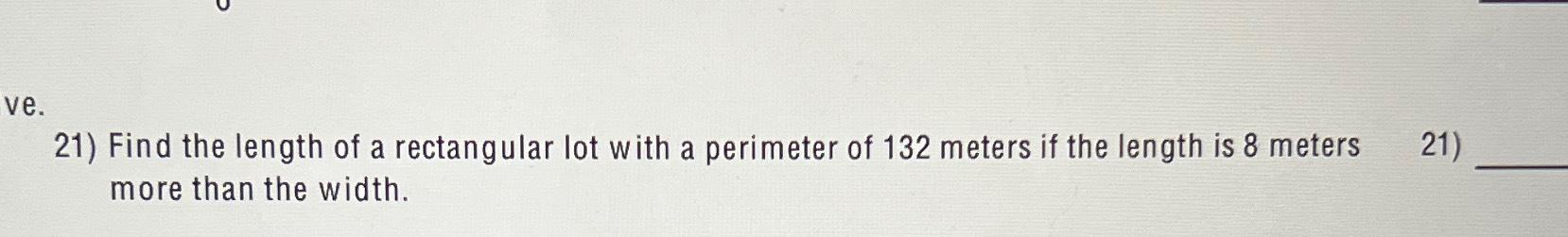 Solved Find the length of a rectangular lot with a perimeter | Chegg.com