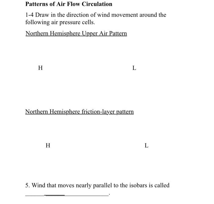 Solved Patterns of Air Flow Circulation 1-4 Draw in the | Chegg.com