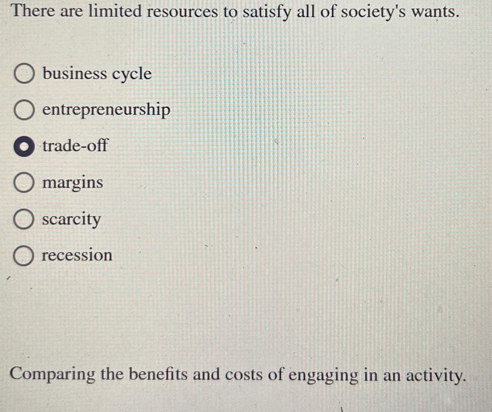 Solved There are limited resources to satisfy all of | Chegg.com