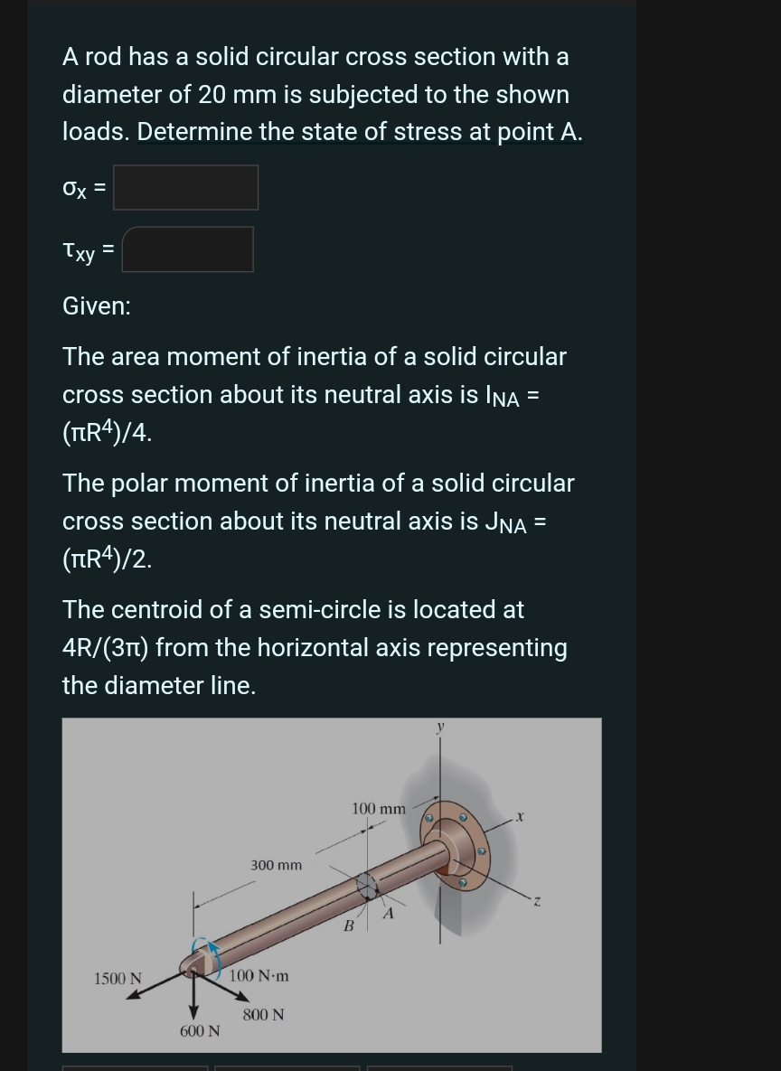 Solved A rod has a solid circular cross section with a | Chegg.com