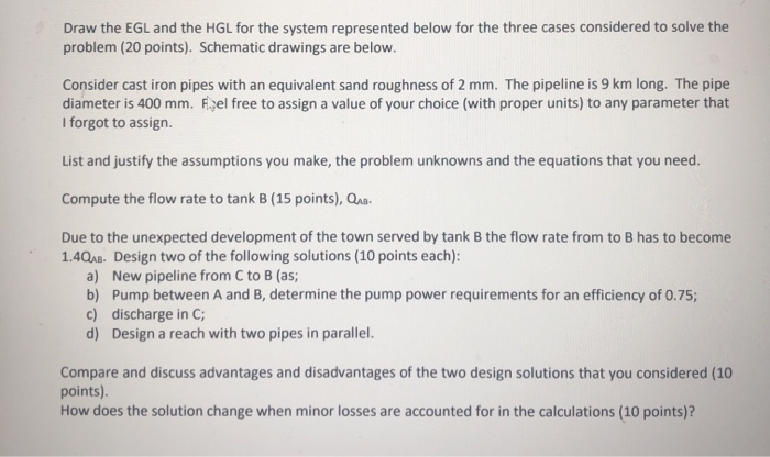 Draw the EGL and the HGL for the system represented | Chegg.com